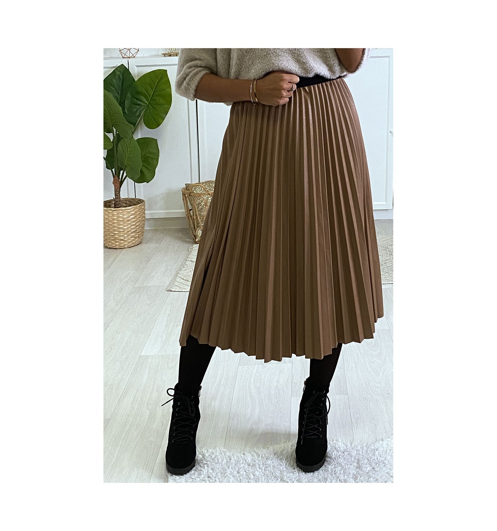 Buy >jupe longue plissée camel - OFF 71% Big sale